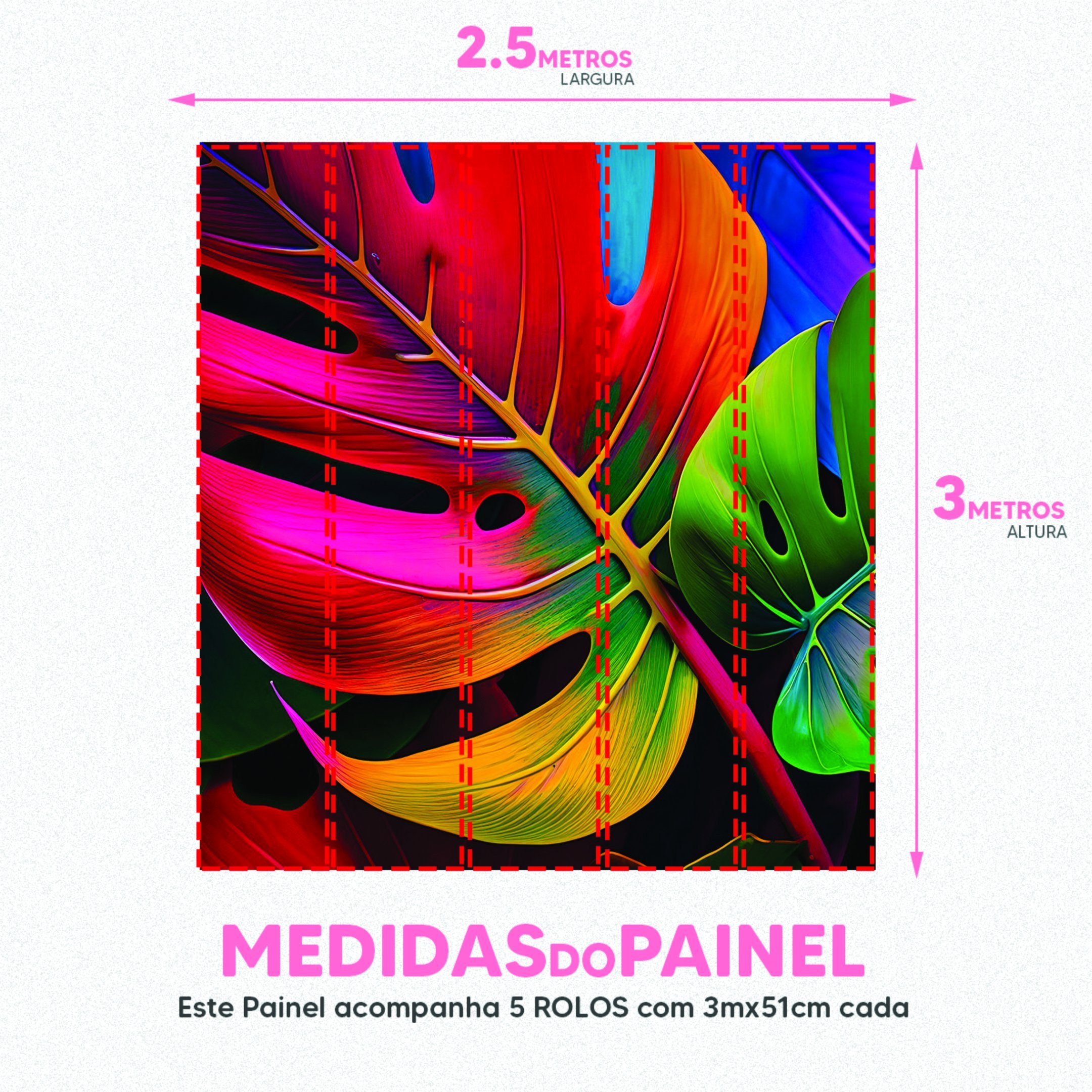 Papel de Parede 3D Painel 2,5M Folha Costela Adão Roxo Vivo Adesivo ...
