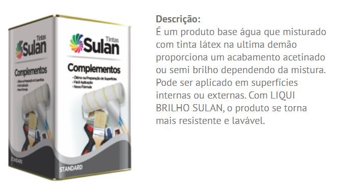 LIQUI BRILHO SULAN - GALAO 3,6L | MadeiraMadeira
