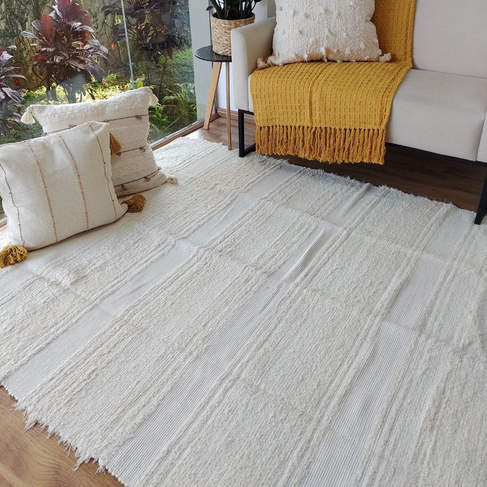 Tapete Peludo Algodão Sala Quarto Lines Max Cru 200 X 270 | MadeiraMadeira