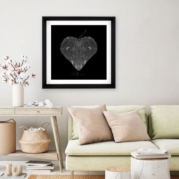 Quadro com Moldura Koro Leafman Preto - 90x90 | MadeiraMadeira