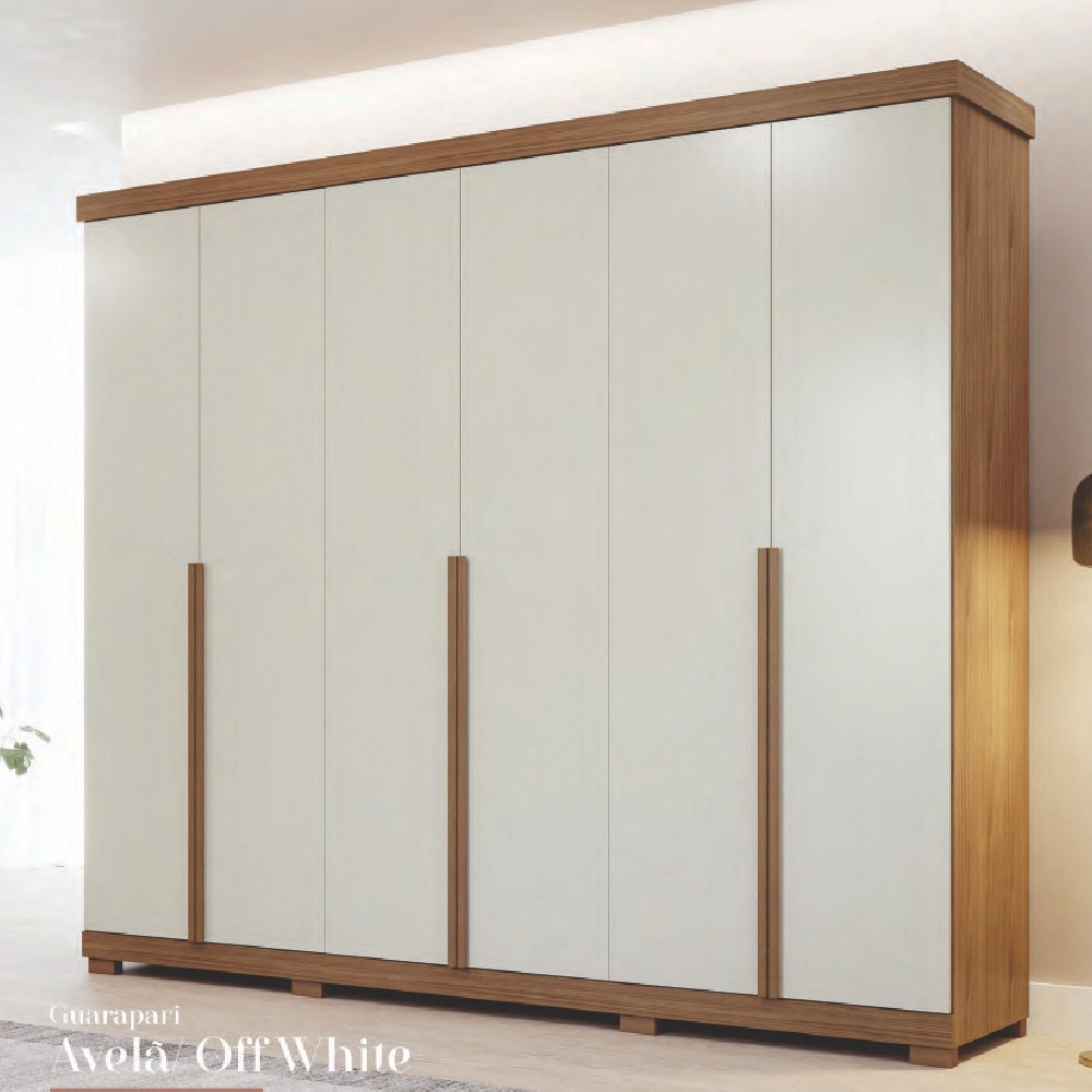 Guarda-Roupa Casal 6 Portas 6 Gavetas Guarapari Panan Moveis Avelã/Off ...