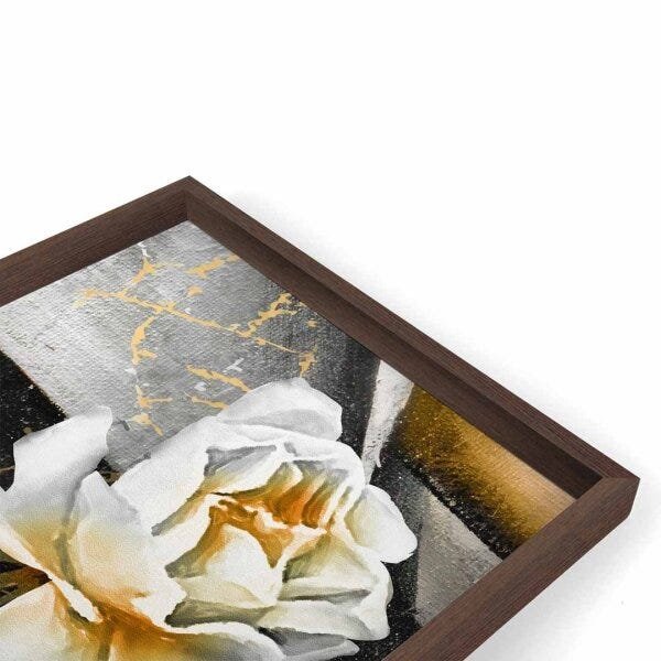 Quadro com Moldura Chanfrada Abstrato Rosa Dourada MADEIRA ESCURA ...