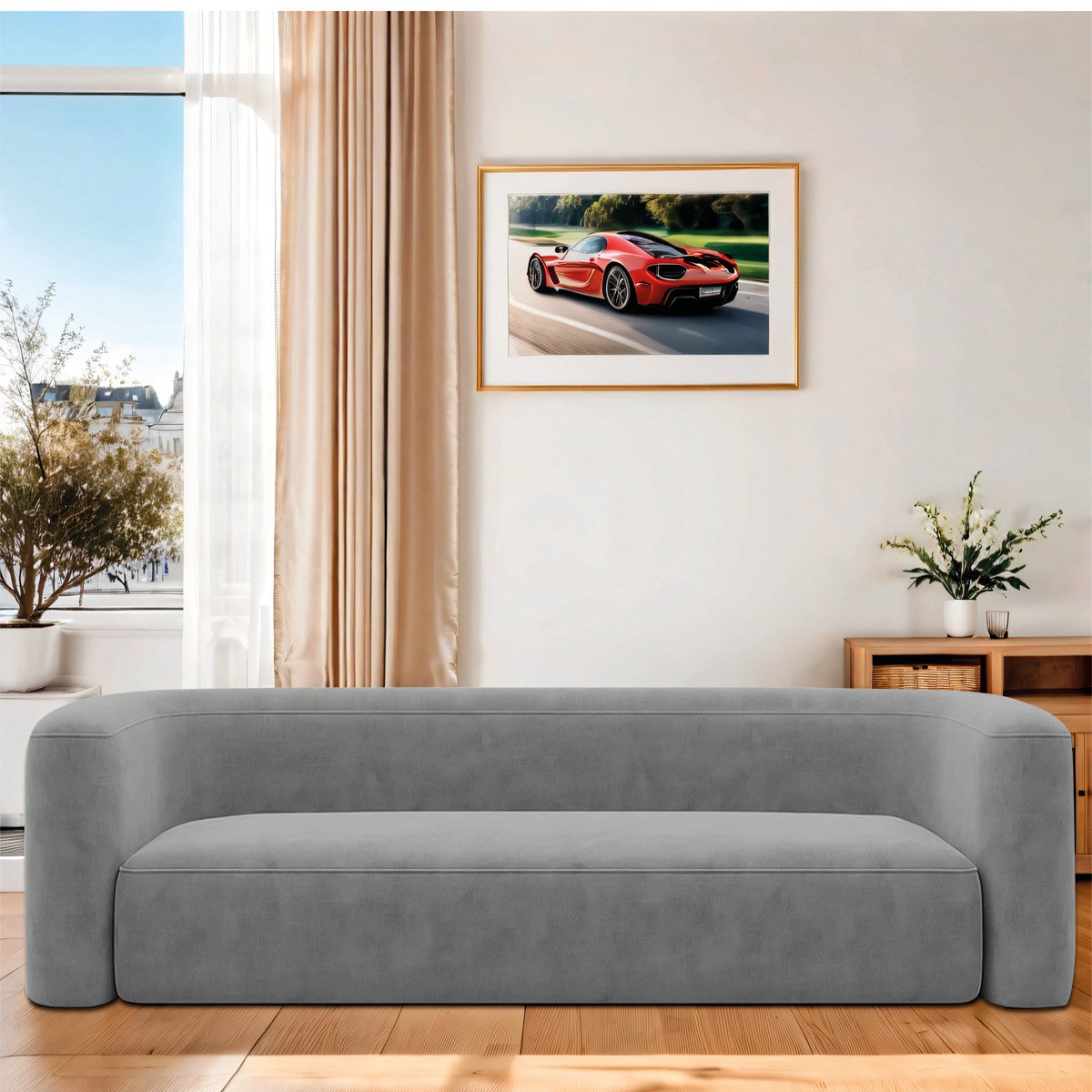 Sofá 2 Lugares 160cm Orgânico Luxo Recepção Melina Bouclé | MadeiraMadeira