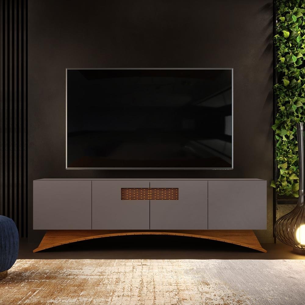 Bancada Aurora Cor Cinza Urbano/Nogueira - Dj Móveis | MadeiraMadeira