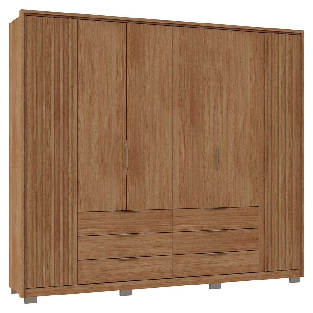 Guarda Roupa Casal 6 Portas 6 Gavetas 10 Prateleira Ripados Roupeiro ...