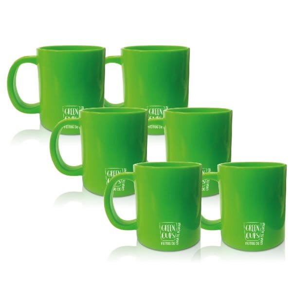 6 Canecas Eco Verde Green Cups 300 ml | MadeiraMadeira