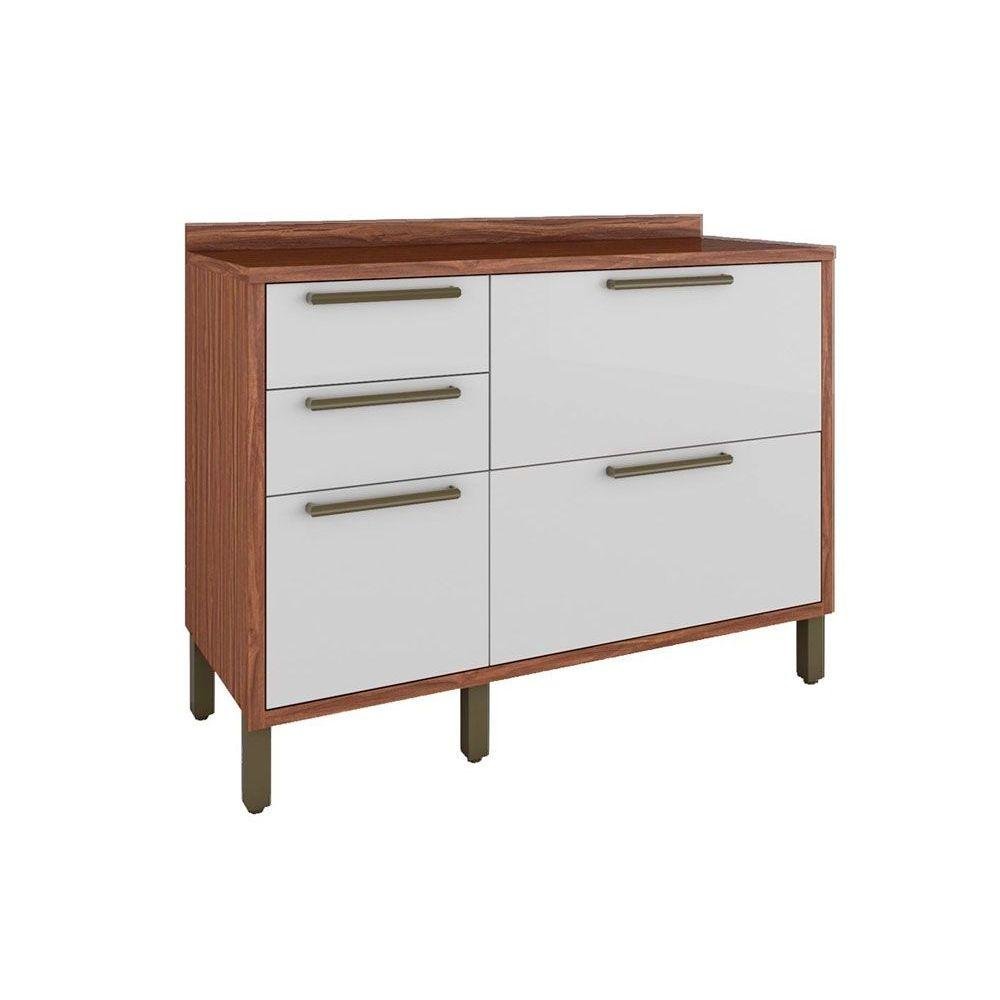 Balcão de Cozinha Syrah 2 Portas e 3 Gavetas c/ Tampo Sevilha/Branco ...