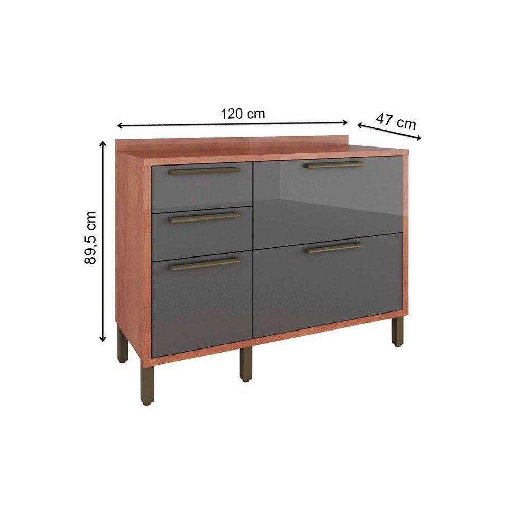 Balcão de Cozinha Syrah 2 Portas e 3 Gavetas c/ Tampo Sevilha/Branco ...