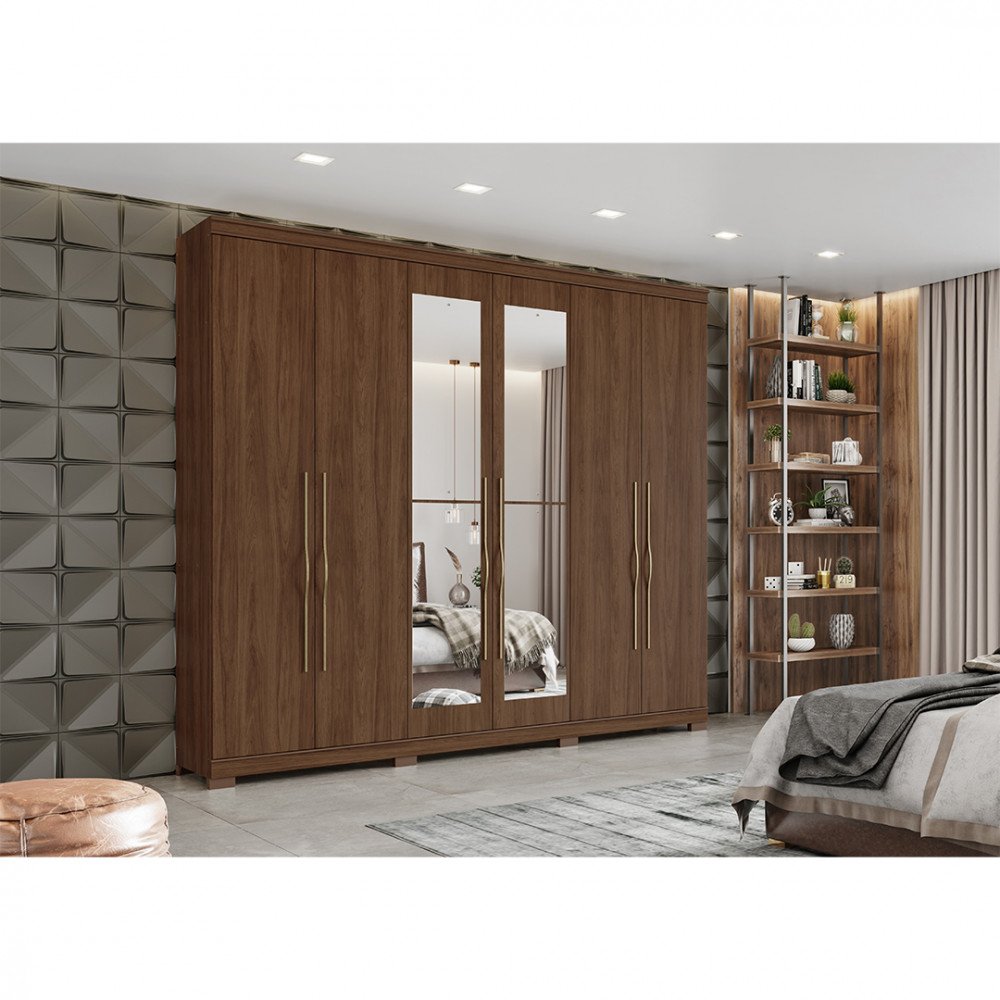 Guarda-Roupa Casal Henn Titanium 6 Portas e 5 Gavetas com Espelho ...