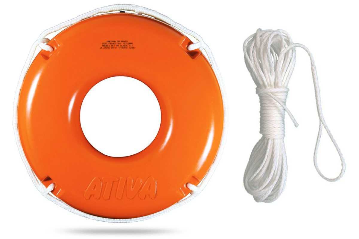 Kit Boia Salva Vidas Circular + Retinida Ativa Náutica Boia circular rígida C III - 50 cm ...