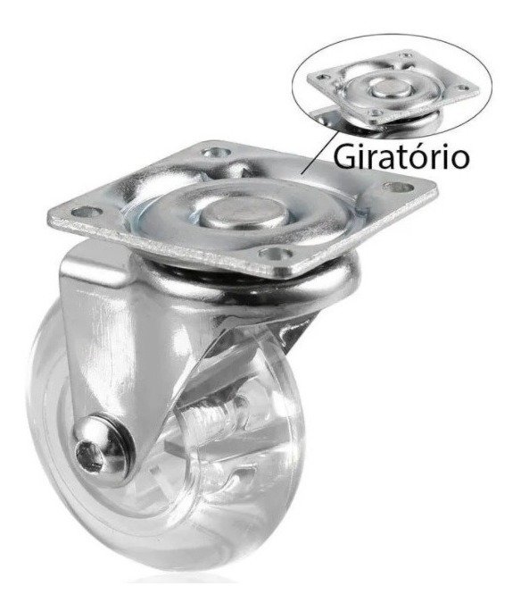 Kit Rodízio Giratório Gel Silicone Rodinha Móveis 35mm 2 S/ Trava + 2 C ...