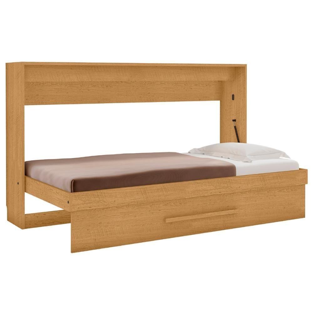 Cama de Parede Solteiro com Colchão Jauru Naturalle | MadeiraMadeira