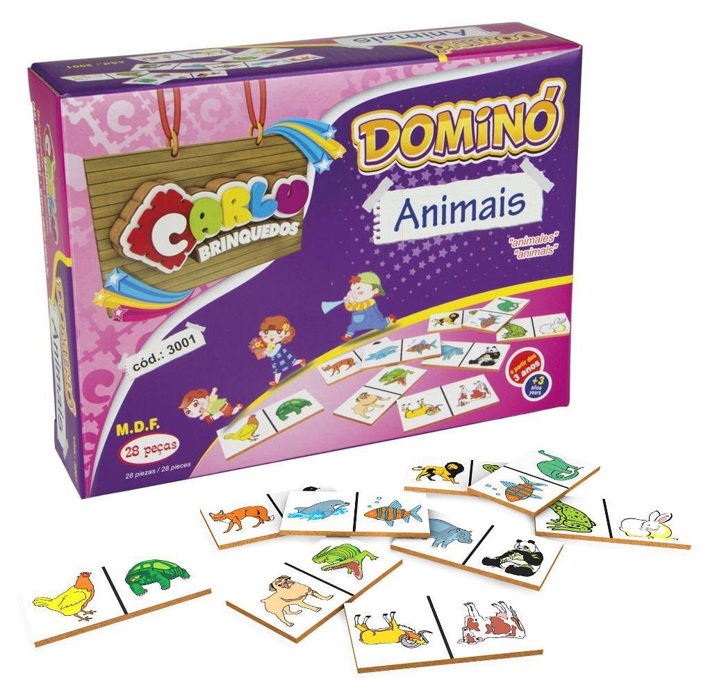 Dominó Animais Em Madeira Pedagógico Infantil | MadeiraMadeira