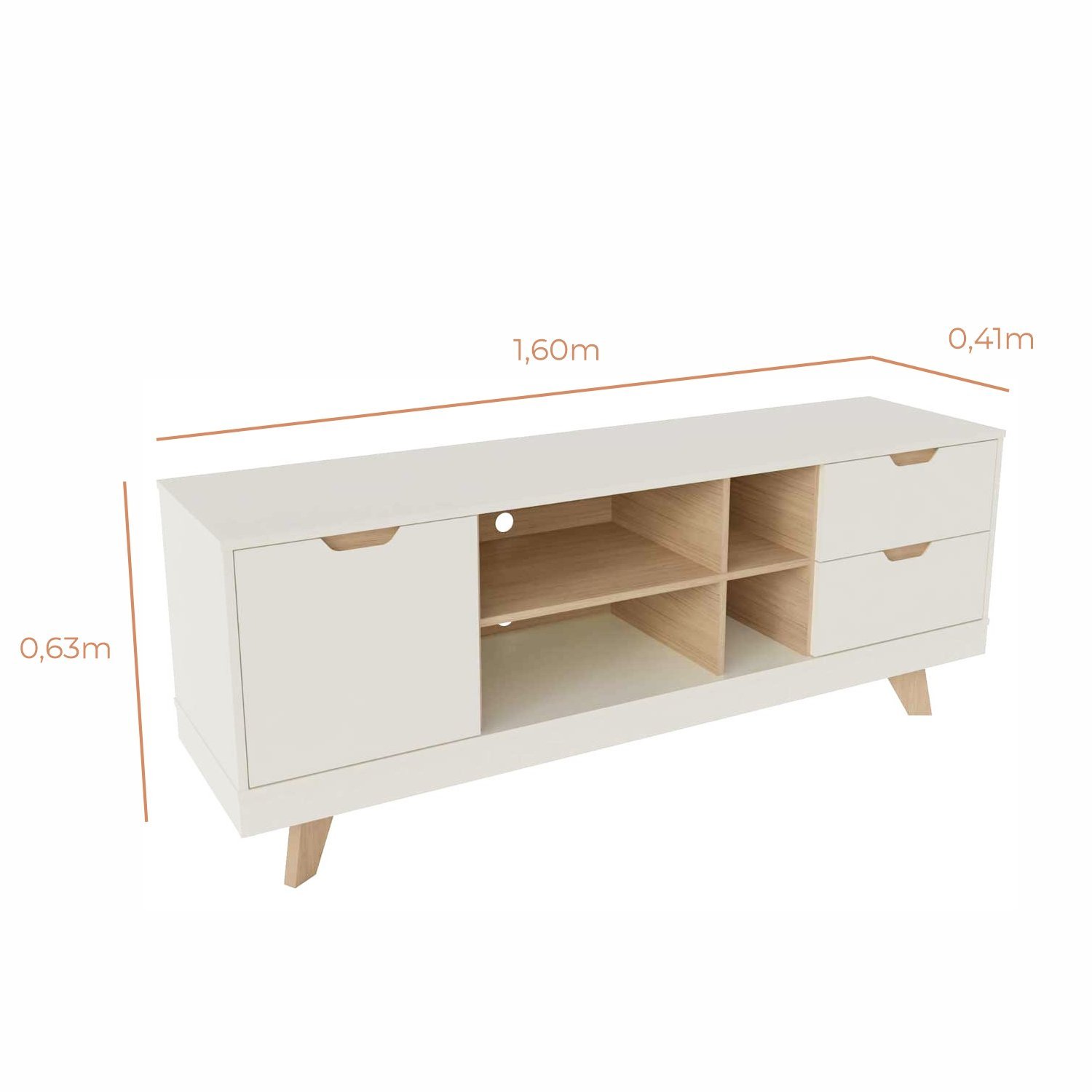 Rack para TV Até 60 Polegadas Nature com 2 Gavetas e uma 1 Porta Babus ...