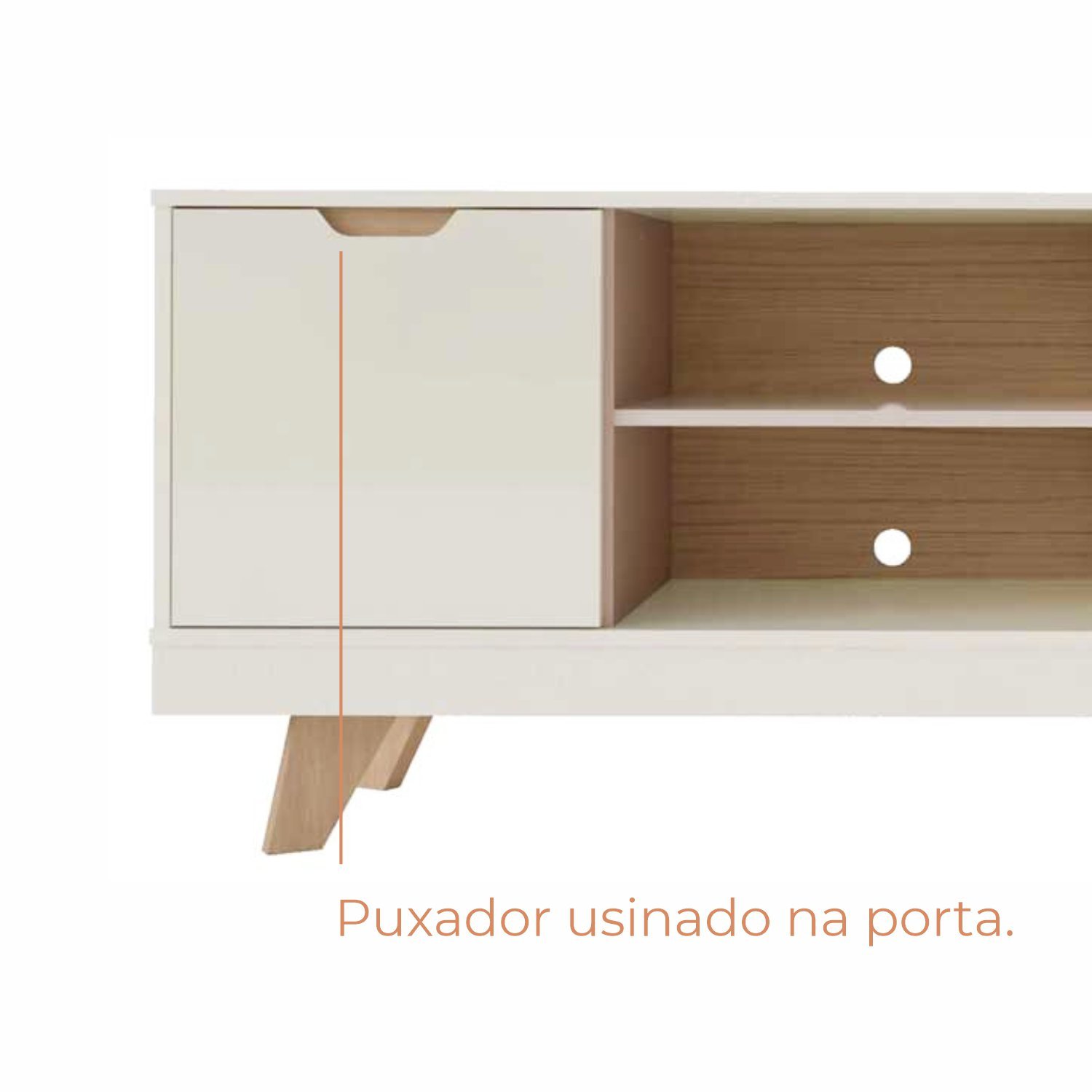 Rack para TV Até 60 Polegadas Nature com 2 Gavetas e uma 1 Porta Babus ...