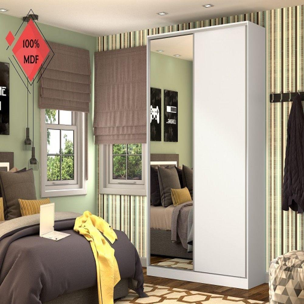 Guarda Roupa Closet Medium 2 Portas Com 1 Espelho Nova Mobile Branco | MadeiraMadeira