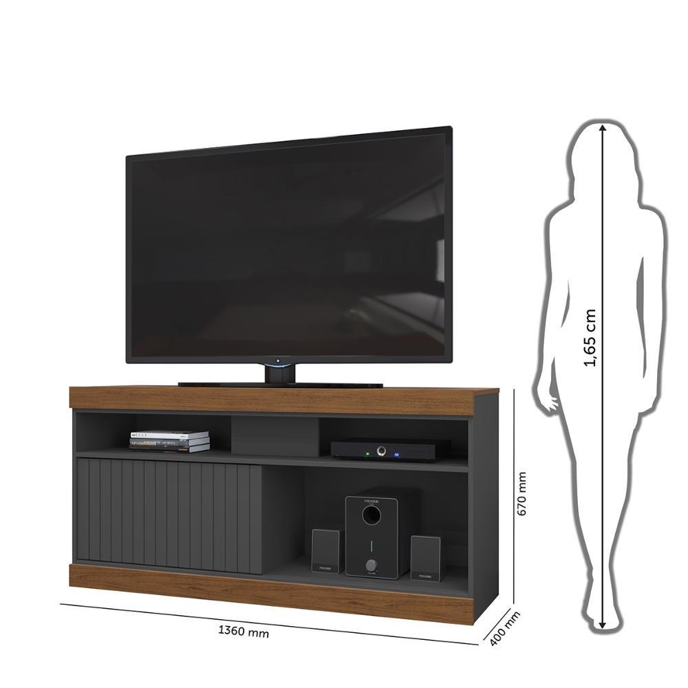 Rack para TV até 50 Polegadas 2 Portas DJ Móveis Eric Freijó Cinza ...