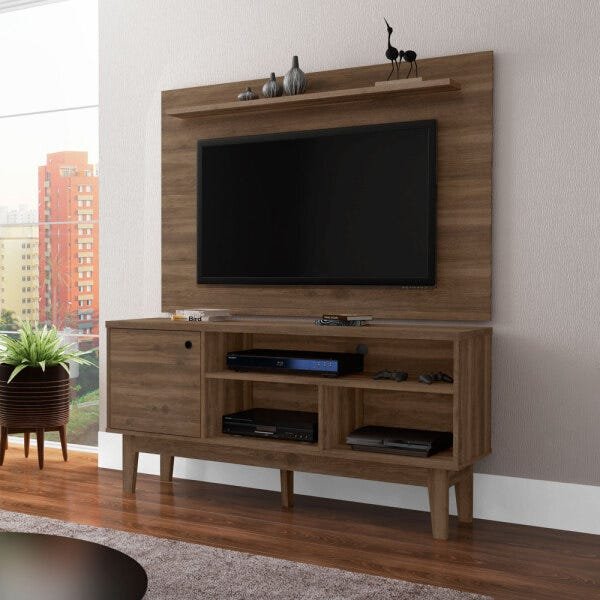 Rack com Painel para Tv Até 55 Polegadas - Germai Malbec/Vivare 136cm - Carvalho | MadeiraMadeira