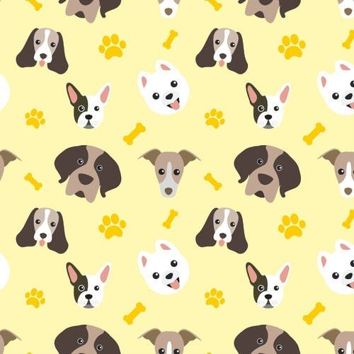 Papel De Parede Animais Dogs Cachorros Fundo Amarelo | MadeiraMadeira