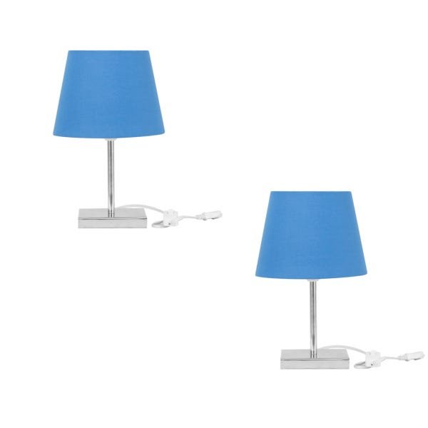 Kit de 2 Abajures Eros Dome Azul com Base Quadrada Magnifico ...