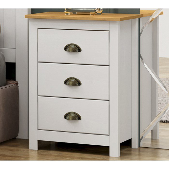 Mesa de Cabeceira 3 Gavetas Corrediças Telescopicas Madeira Maciça 9130 ...