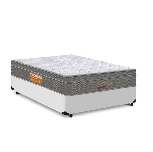 Cama Box Viúva Branca + Colchão Molas Bonnel Lucas Home Ouroflex 128x188x60cm | MadeiraMadeira