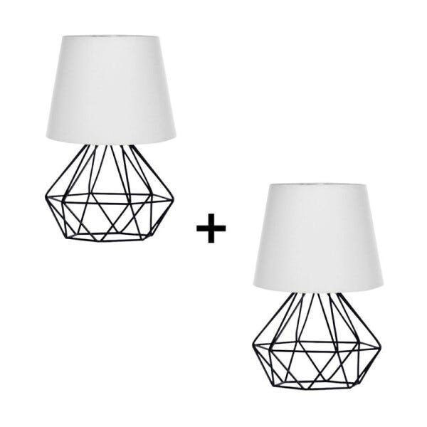 Kit de 2 Abajures Aramado Cúpula Branca Moderno | MadeiraMadeira