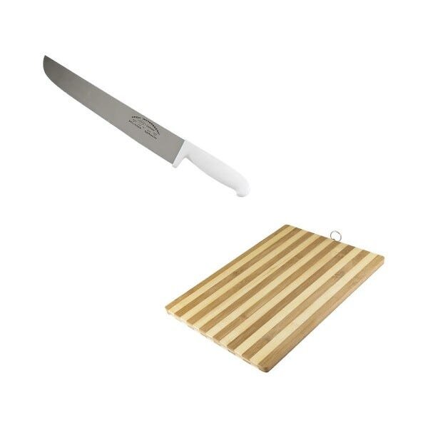 Faca de Aço Inox 10Pol + Tábua de Carne com Pendurador | MadeiraMadeira