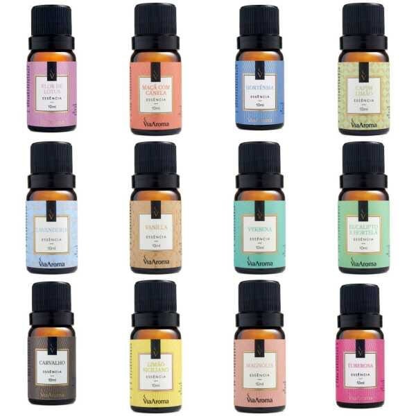 Kit 12 Essências Aromáticas Via Aroma Para Difusor Elétrico - KIT 4 ...