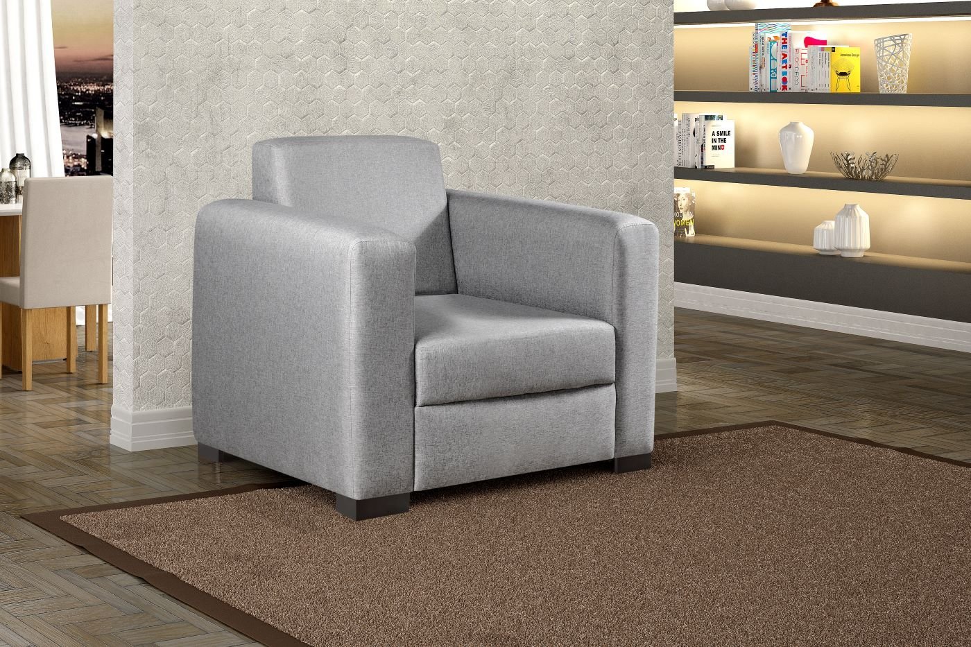 Poltrona Basic Zurc Decor Linho Cinza Claro 101 | MadeiraMadeira
