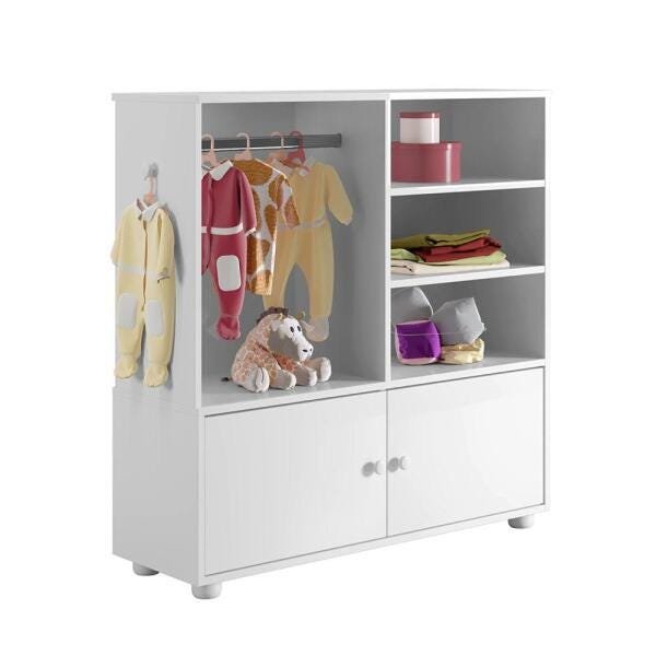 Mini Guarda-Roupa Montessoriano Branco 2 Portas Grão de Gente ...