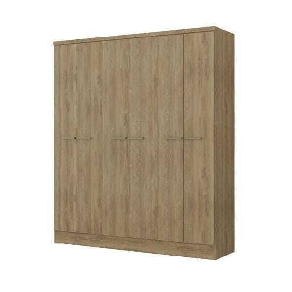 Guarda-Roupa Casal 6 Portas 3 Gavetas Noce Carraro | MadeiraMadeira