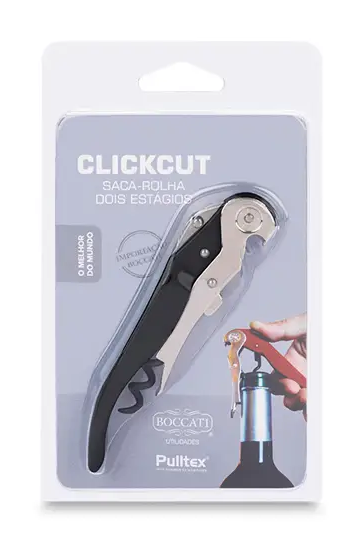 Abridor de Garrafas / Saca-Rolhas Pulltex ClickCut Preto | MadeiraMadeira