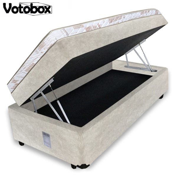 Cama Box Baú Solteiro Conjugado de Molas 88x188x49cm Votobox Couríno ...