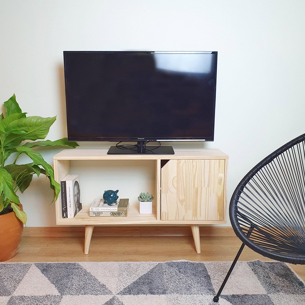 Rack Retrô Balneário com Porta 62Ax100Lx28P em Madeira de Pinus ...