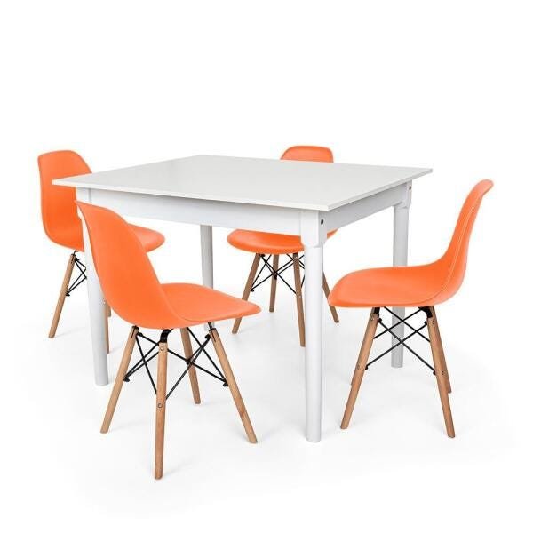 Kit Mesa de Jantar Robust 110x90 Branca + 4 Cadeiras Charles Eames ...
