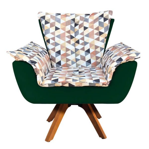 Poltrona Giratória Opala Composê D87 com Suede Base de Madeira - Verde ...