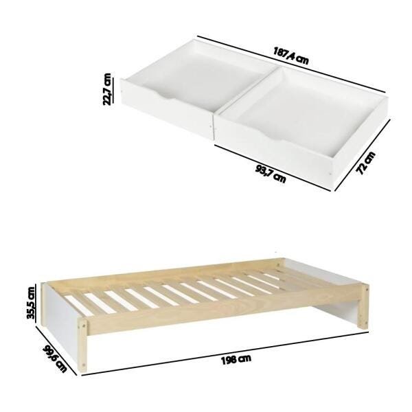 Cama Infantil Galante e Cômoda Single Branco/Natural - Casat ...