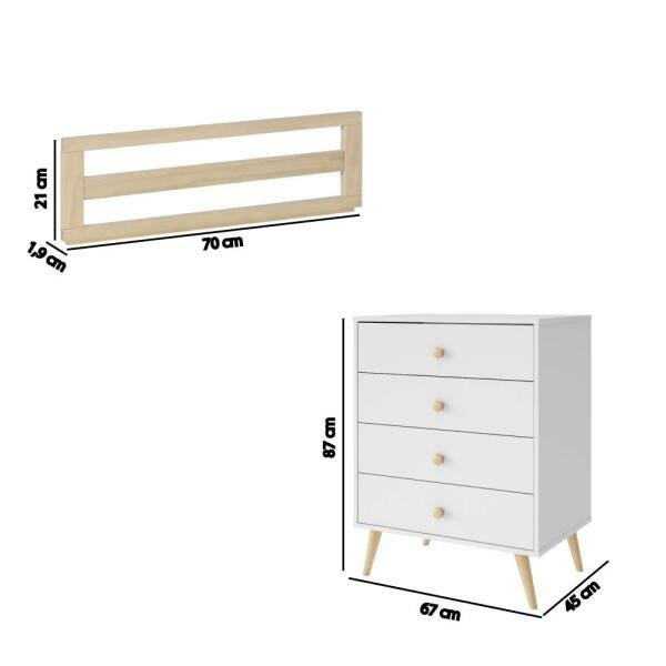 Cama Infantil Galante e Cômoda Single Branco/Natural - Casat ...