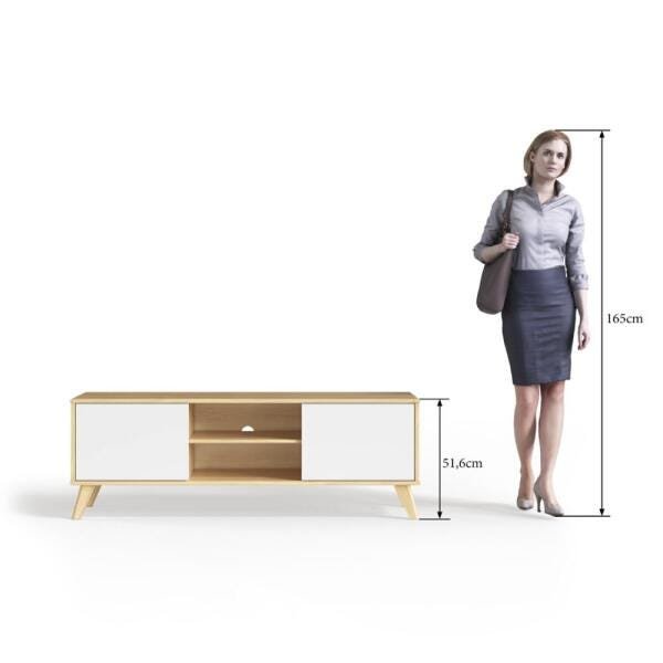 Rack Retrô com 2 Portas e 2 Nichos 120cm Madeira Taeda/MDF | MadeiraMadeira