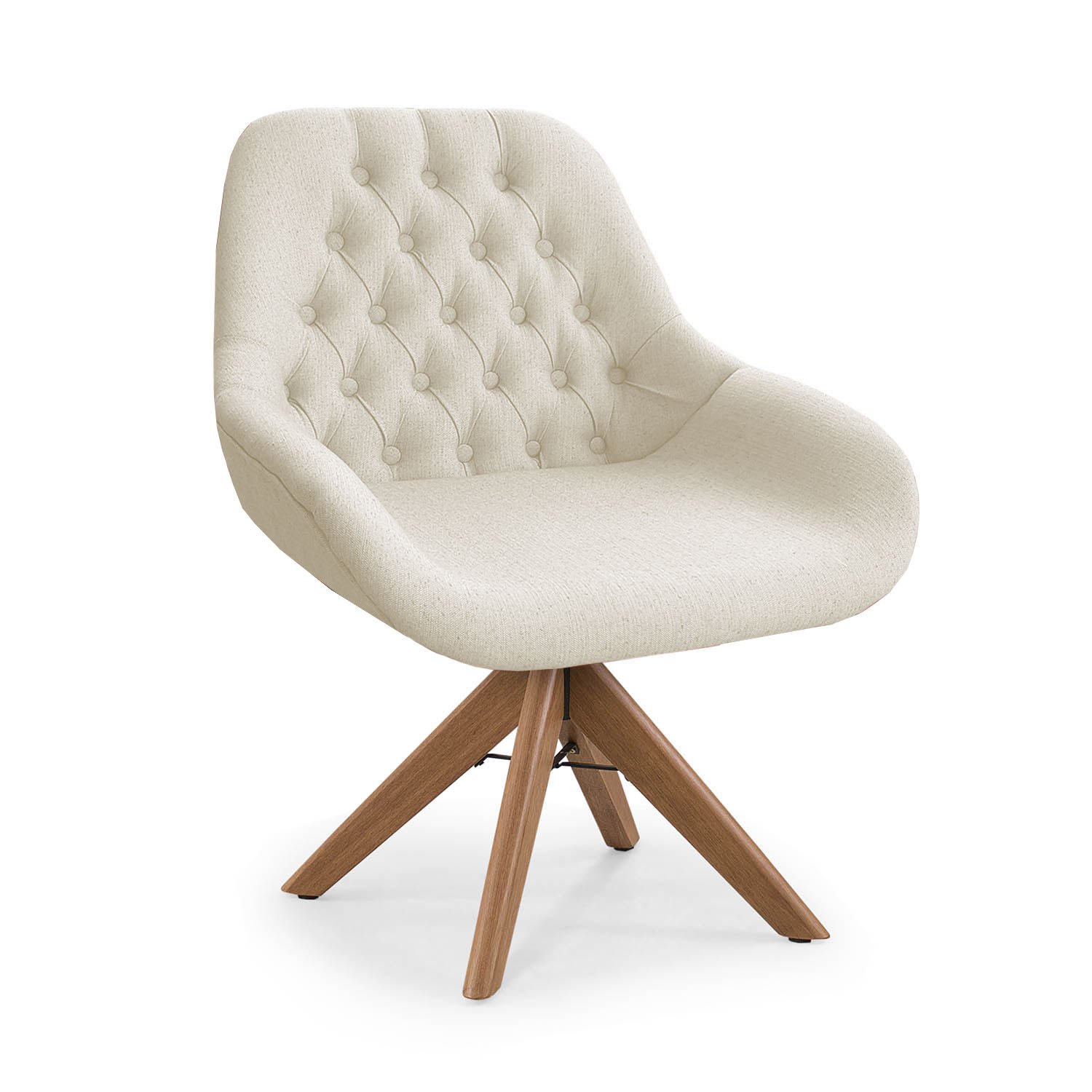 Poltrona Base Giratória Madeira Capitonê Pandora - Linho Prime Cru ...