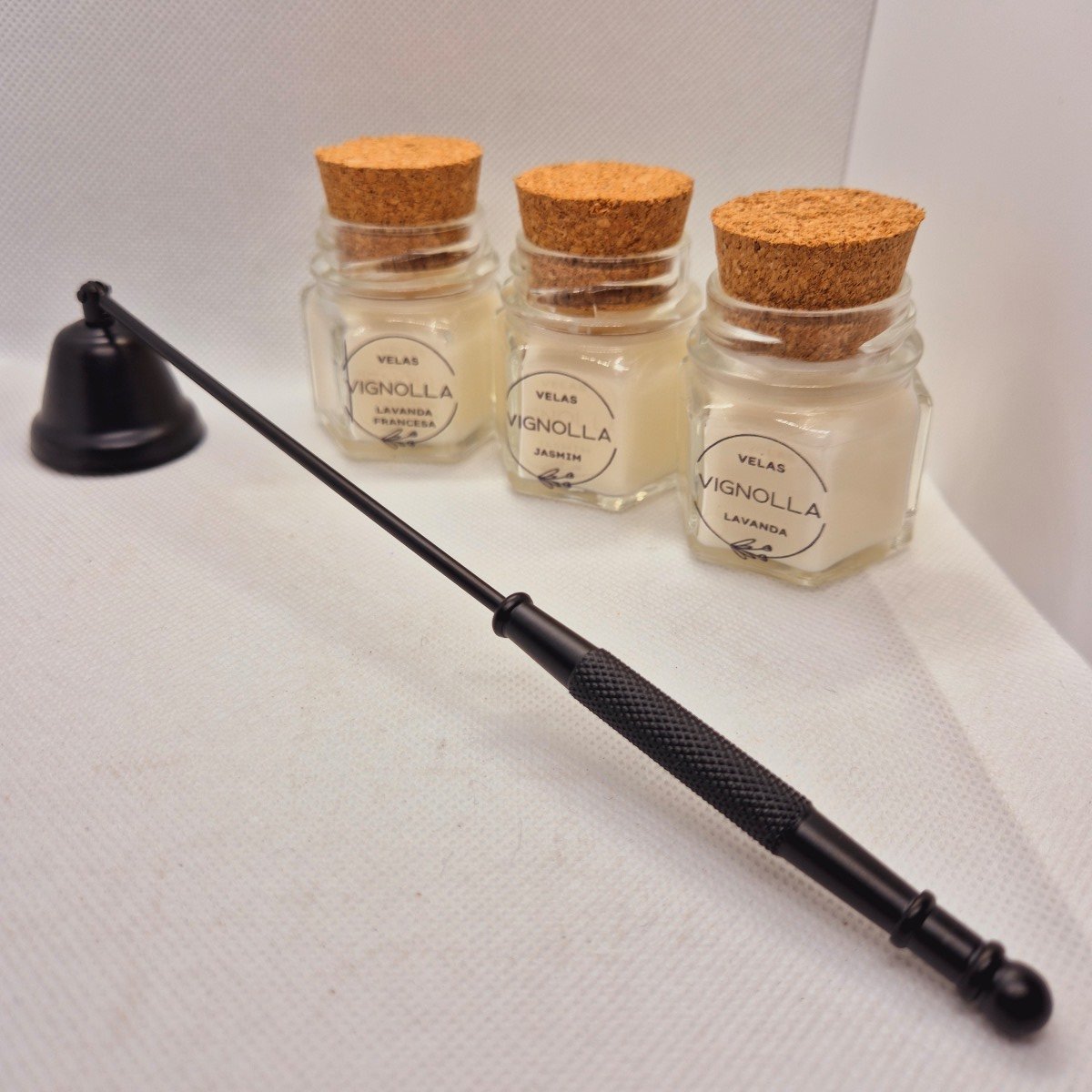 Abafador para Apagar Vela e Kit com 3 Velas 30gr Aromáticas:prata ...