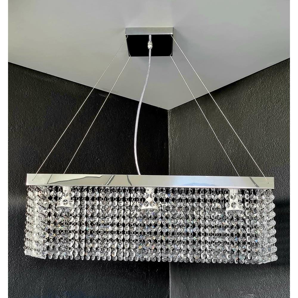 Lustre retangular inox cristal K9 legítimo 60x120 AC97 | MadeiraMadeira
