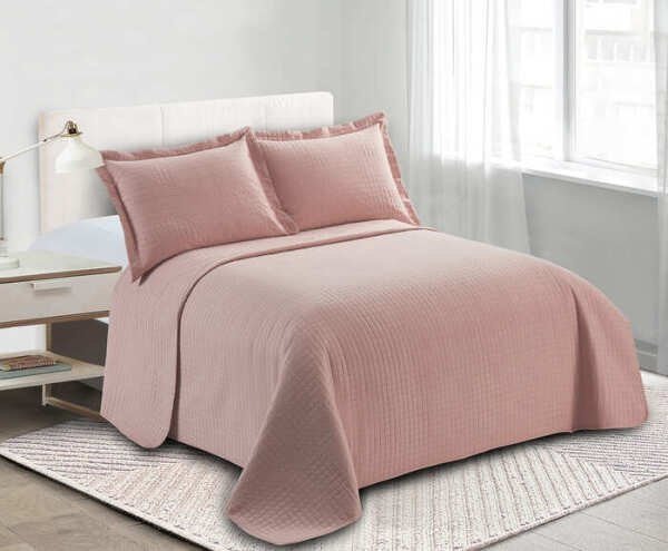Kit Colcha Queen Loft Camesa 3 Peças - Rosa | MadeiraMadeira