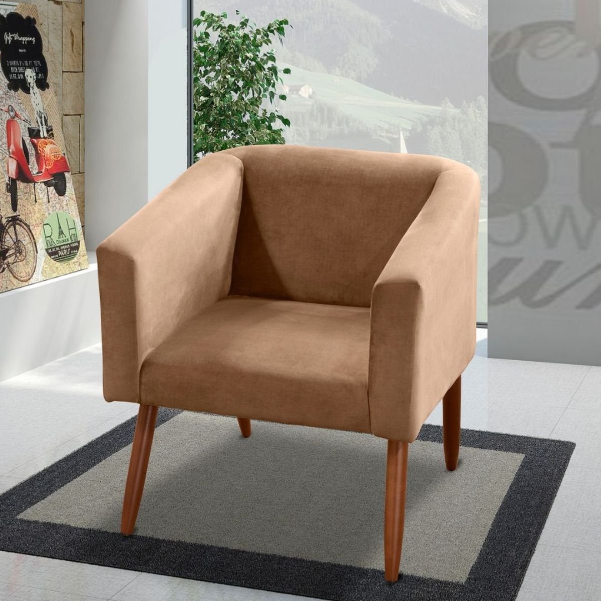 Poltrona Decorativa Para Sala de Estar Juliane Suede Marrom ...