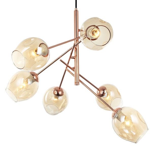 Lustre Moderno Rosé Gold para Sala de Jantar - Cutie Cobre | MadeiraMadeira