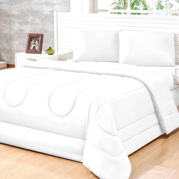 Edredom Branco Liso Queen Size 2,40m x 2,20m Clássico Clean 1 Peça ...