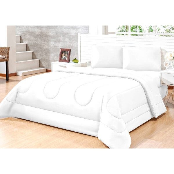 Edredom Branco Liso Queen Size 2,40m x 2,20m Clássico Clean 1 Peça ...