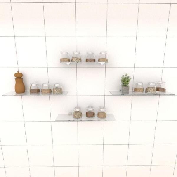 Kit com quatro Prateleira para cozinha 40 cm vidro temperado ...