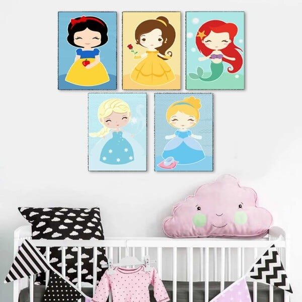 Kit Quadros Decorativos Princesas Infantil | MadeiraMadeira